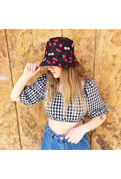 Populus Kiraz Desenli Balıkçı Şapka (Bucket Şapka) Populus Kiraz Desenli Balıkçı Şapka (Bucket Şapka)