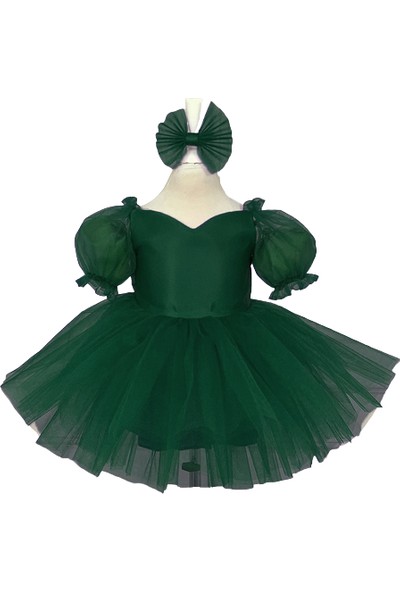 Zümrüt Yeşili Kısa Balon Kol Kabarık Elbise Zümrüt Yeşili Kısa Balon Kol Kabarık Elbise