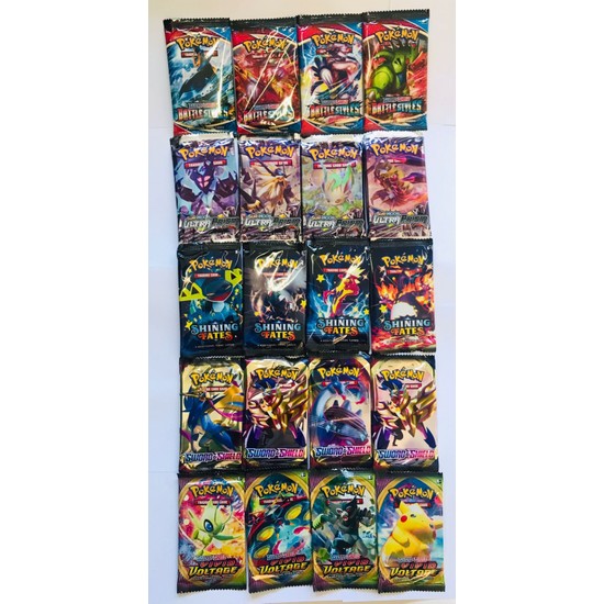 Pokemon Kart 5'li Seri 20 Paket Pokemon Kart Bir Arada Fiyatı