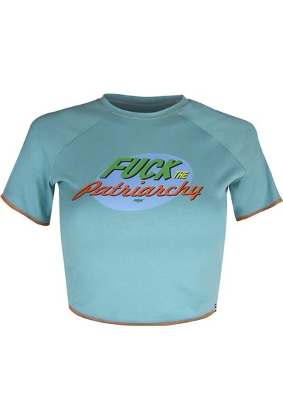 Surge Crop Su Yeşili F*ck The Patriarchy Baskılı Üst