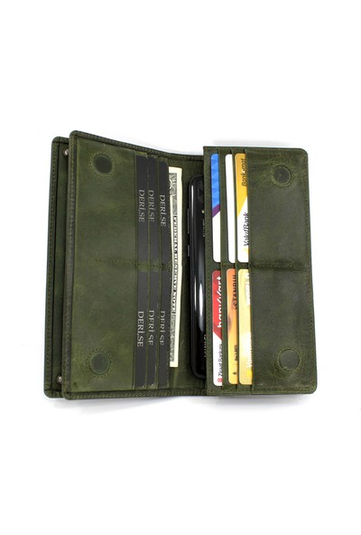 Derise Club Deri Telefon Bölmeli Kemerli Üç Bölmeli Kartlık Cüzdan