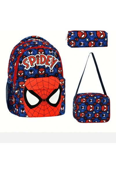 Çanta Örümcek Adam Figürlü Beslenme Çantalı ve Kalem Kutulu Ilk Okul Erkek Çocuk Okul Çantası Çanta Örümcek Adam Figürlü Beslenme Çantalı ve Kalem Kutulu Ilk Okul Erkek Çocuk Okul Çantası