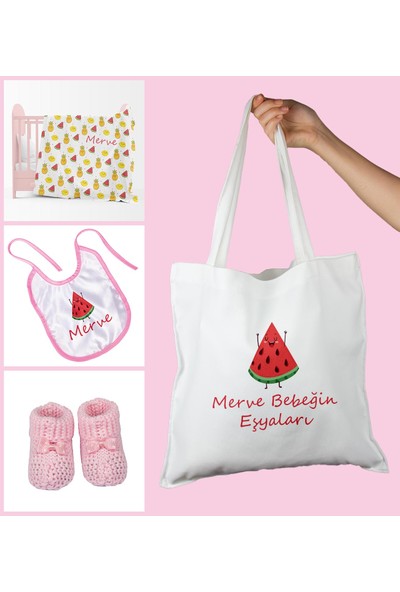 Ejoya Bebeklere Özel Çantasında Kişiye Özel Battaniye Önlük ve Patik Bebek Armağan Seti Ejoya Bebeklere Özel Çantasında Kişiye Özel Battaniye Önlük ve Patik Bebek Armağan Seti