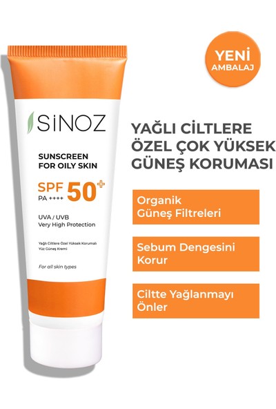 Sinoz Lekeli Ciltlere Özel SPF50+ Güneş Kremi 50 ml Sinoz Lekeli Ciltlere Özel SPF50+ Güneş Kremi 50 ml