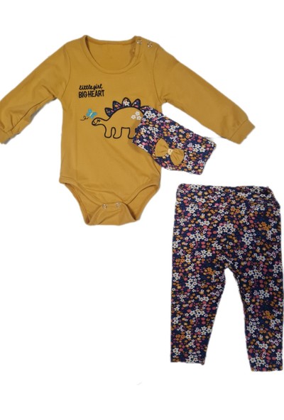 Comix Kız Bebek Şapkalı Dinazor Baskılı Alt Üst Takım
