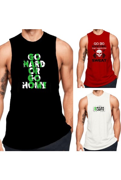 Black Istanbul - 3'lü Süper Set Sıfır Kol Fitness Atleti