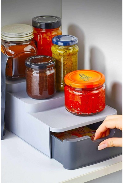 Compact Çekmeceli Organizer Mutfak Kavanoz Standı - Bitki Çayı Düzenleyici