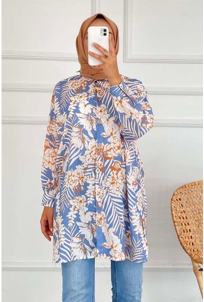 Ecrin Altun Çiçek Desenli Oversize Gömlek Ecrin Altun Çiçek Desenli Oversize Gömlek