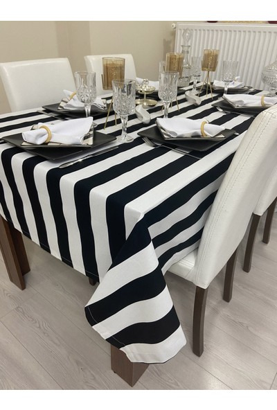 Zeren Home Sıvı Geçirmez Dertsiz Masa Örtüsü Siyah Beyaz Kalın Çizgi Zeren Home Sıvı Geçirmez Dertsiz Masa Örtüsü Siyah Beyaz Kalın Çizgi