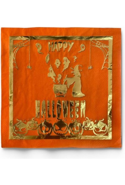 Parti Sürprizi Happy Halloween Yaldızlı Turuncu Peçete 16'lı Parti Sürprizi Happy Halloween Yaldızlı Turuncu Peçete 16'lı