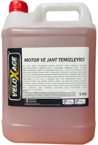 Veloxage Motor Jant Temizleyici 5kg Veloxage Motor Jant Temizleyici 5kg