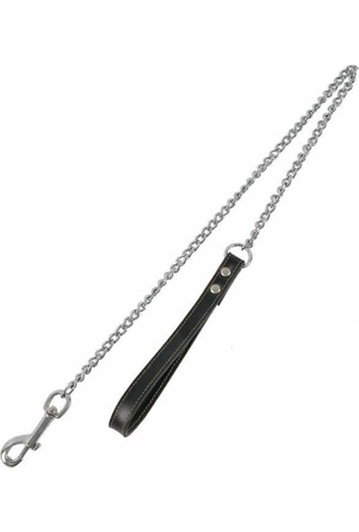 Zampa Siyah Deri Saplı Köpek Gezdirme Zinciri 2.0 mm x 120 cm Zampa Siyah Deri Saplı Köpek Gezdirme Zinciri 2.0 mm x 120 cm