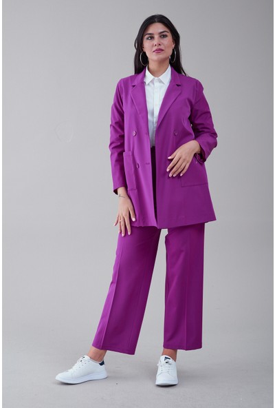 Heggo Attractive Kadın Ceket Pantolon Takım Mor