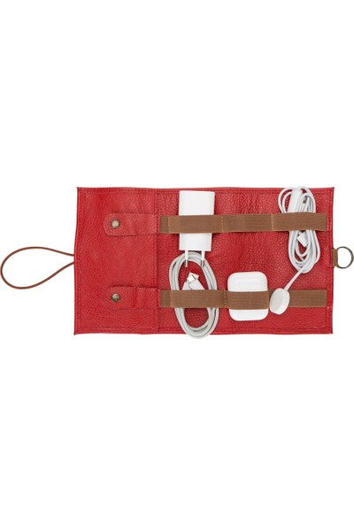 Deri Kablo Aksesuar Taşıma Çantası Erc2 Kırmızı