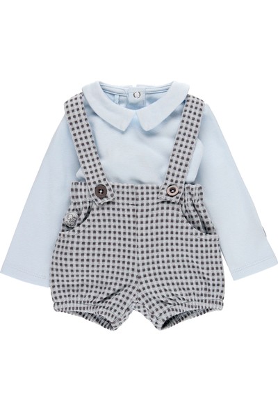 Erkek Bebek Salopet Set 2'li Paket Mavi