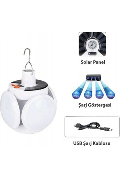 Mobgift Solar Güneş Enerji ve USB Sarjlı 5 Kanatlı Bahçe Aydınlatma LED Lamba Mobgift Solar Güneş Enerji ve USB Sarjlı 5 Kanatlı Bahçe Aydınlatma LED Lamba