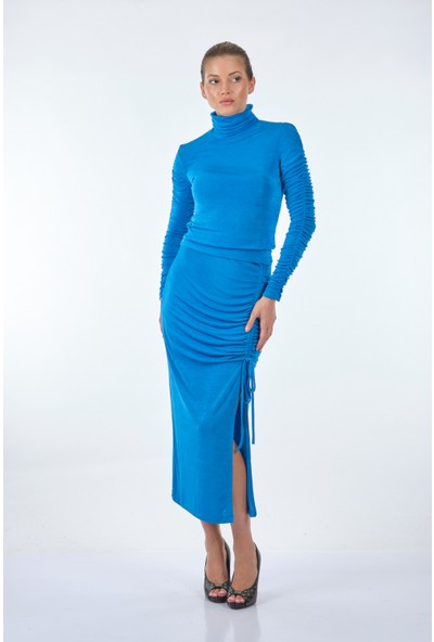 Naar Boğazlı Uzun Kollu Mavi Kadın Bluz 22251303