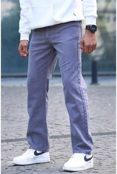 Madmext Boyalı Gri Straight Fit Erkek Jean Pantolon 6312