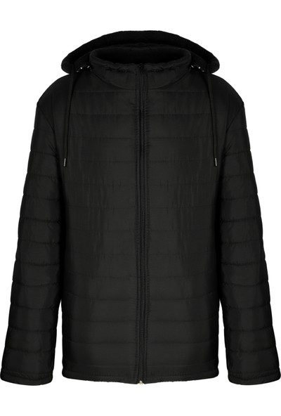 Oker Erkek Kapüşonlu Siyah Şişme Mont