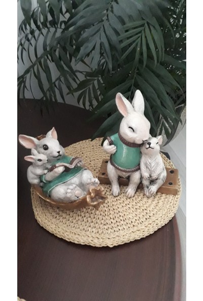 Gardenya Tavşan Ikili Set Dekoratif Obje Model 1