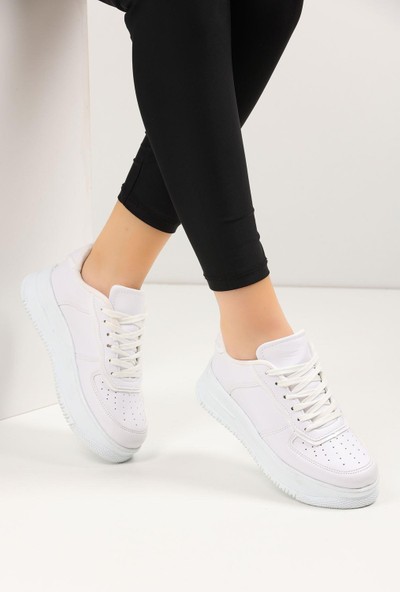 Bluefeet BF59 Beyaz Kadın Spor Kalın Tabanlı Ayakkabı