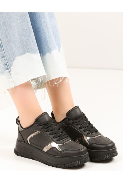 Bluefeet BF59 Siyah Sarı Kadın Spor Kalın Tabanlı Ayakkabı