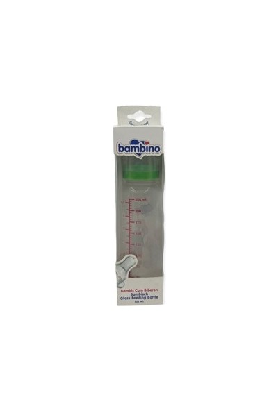 Bambino Bambiş Kiraz Uçlu Cam Biberon 225 ml - Yeşil Bambino Bambiş Kiraz Uçlu Cam Biberon 225 ml - Yeşil