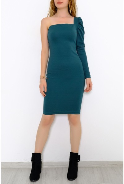 Myglobal Tek Kol Elbise Yeşil - 581976.1592.