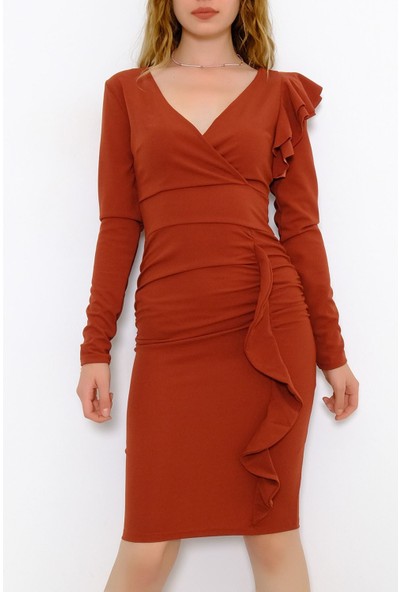 Myglobal Kruvaze Elbise Kiremit - 581919.1592.