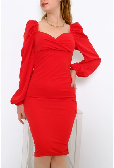 Myglobal Krep Elbise Kırmızı - 581915.1592.