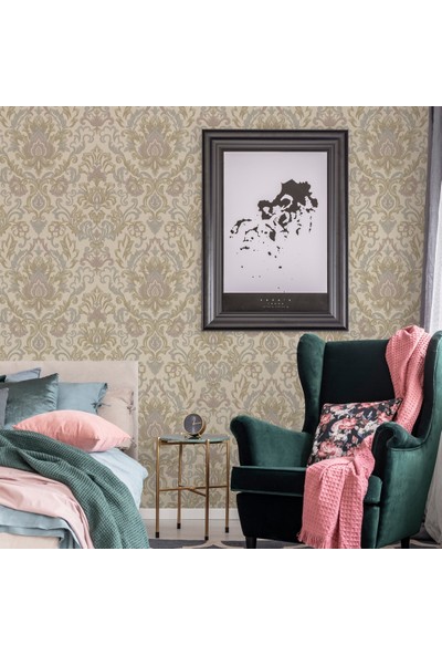 Bella Carpeti Modernize Klasik Desen Bej Duvar Kağıdı 106 x 1000 cm