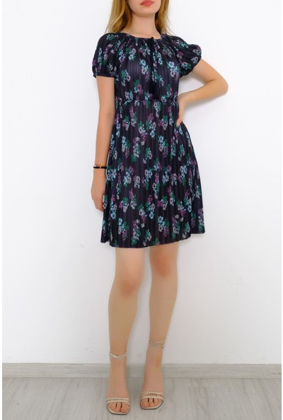 Myglobal Madonna Yaka Elbise Siyahçiçekli - 9648.107. Myglobal Madonna Yaka Elbise Siyahçiçekli - 9648.107.