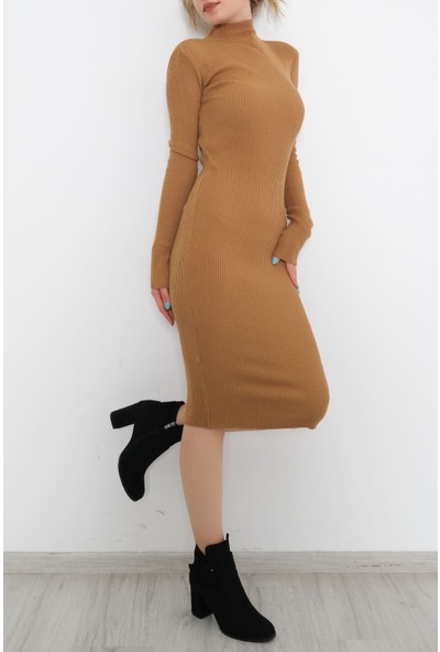 Myglobal Yarım Balıkçı Yaka Triko Elbise Sütlükahve - 9955.1612.