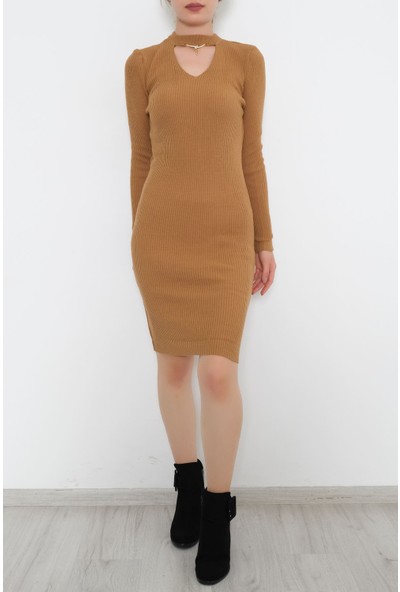 Myglobal Önü Dekolteli Elbise Sütlükahve - 10009.1612.