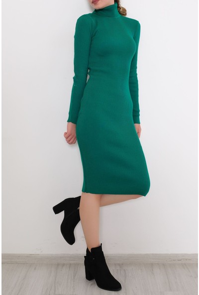 Myglobal Balıkçı Yaka Elbise Yeşil - 10067.1612.