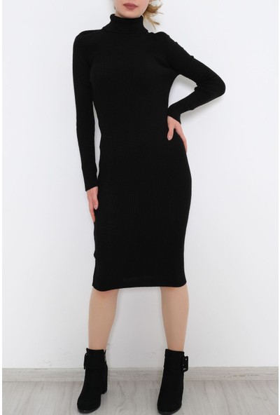 Myglobal Balıkçı Yaka Elbise Siyah - 10067.1612.