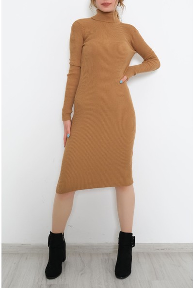 Myglobal Balıkçı Yaka Triko Elbise Sütlükahve - 9954.1612.