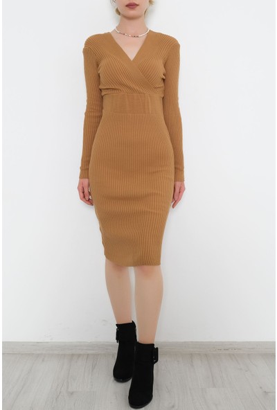 Myglobal Kruvaze Yaka Elbise Sütlükahve - 10061.1612.