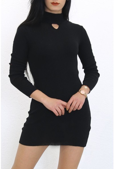 Myglobal Yarım Balıkçı Dekolteli Elbise Siyah - 7975.1319. Myglobal Yarım Balıkçı Dekolteli Elbise Siyah - 7975.1319.