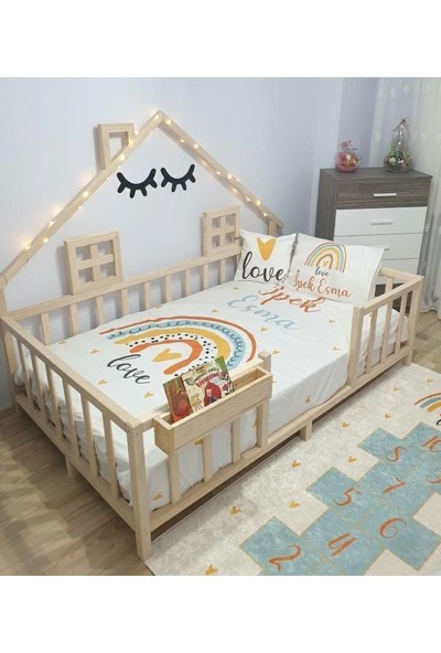 Zerka Concept Elena Ithal Ladin Ahşap Çatılı Montessori Çocuk Karyola 90*190 cm Zerka Concept Elena Ithal Ladin Ahşap Çatılı Montessori Çocuk Karyola 90*190 cm