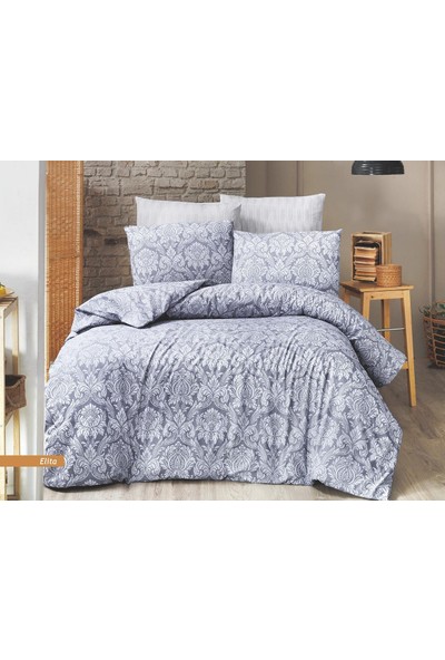 Ete Hometex Çift Kişilik Ranforce Nevresim Takımı Elita Gri 8696474000128