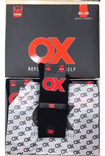 Ox 12 Çift 4 Mevsim Siyah Erkek Çorap