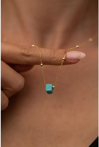 Doralola Bodrum Boncuk Altın Kaplama Zincir Kolye