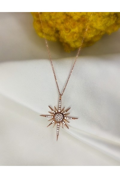 Mi Gümüş Zirkon Taşlı Kutup Yıldızı Gümüş Kolye