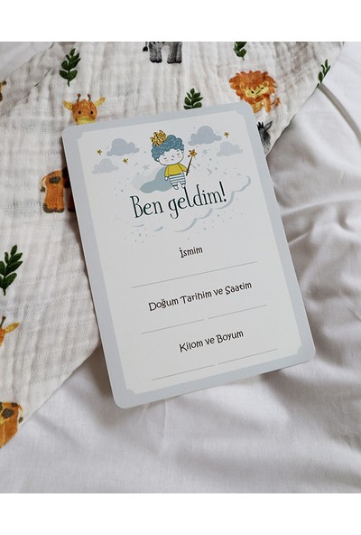 Erkek Bebek Doğum Anı Kartı - Bebek Anı Kartı Erkek Bebek Doğum Anı Kartı - Bebek Anı Kartı