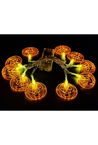 Hediyeconcepti LED Işıklı 10 Lu Kabak Şekilli Parti Süsleme 2 Metre