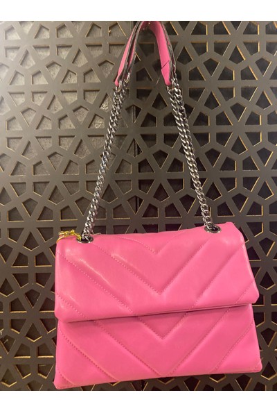 Edz Pembe Renk Iki Bölmeli Çift Zincirli Kadın Omuz ve El Çantası ARED048 Edz Pembe Renk Iki Bölmeli Çift Zincirli Kadın Omuz ve El Çantası ARED048