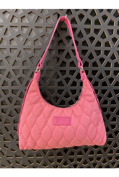 Edz Pembe Renk Kumaş Dikişli Kadın El ve Omuz Çantası ARED016