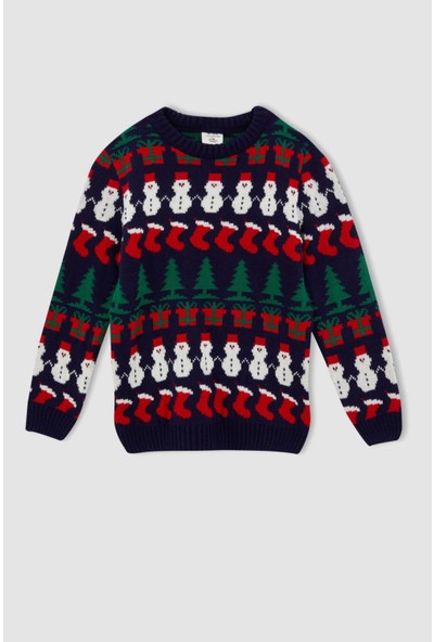 DeFacto Erkek Çocuk Bisiklet Yaka Kardan Adam Figürlü Kazak S2777A621WN