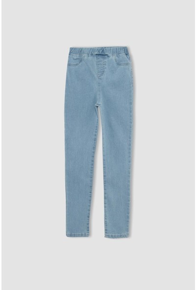 DeFacto Kız Çocuk Süs Cepli Dar Paça Jean Pantolon R8607A622AU
